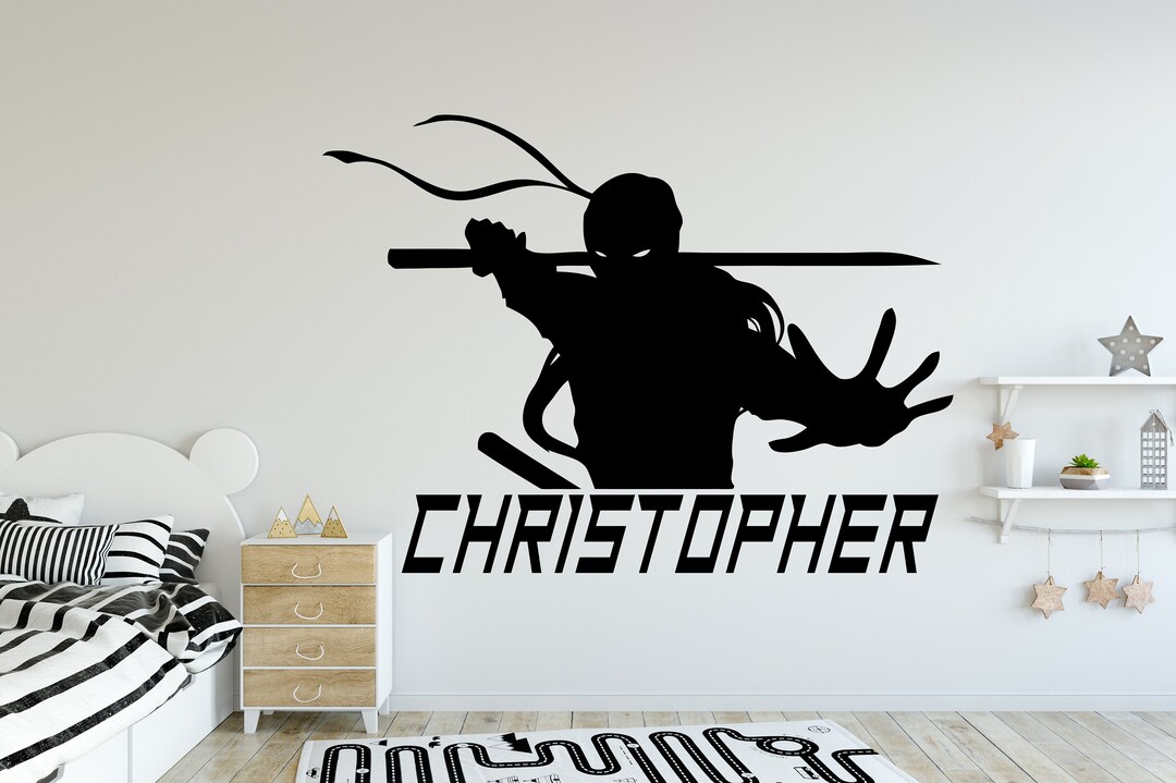 Personalized Ninja Wall Decal, Warrior Decal, Ninja Fighter Sticker ...