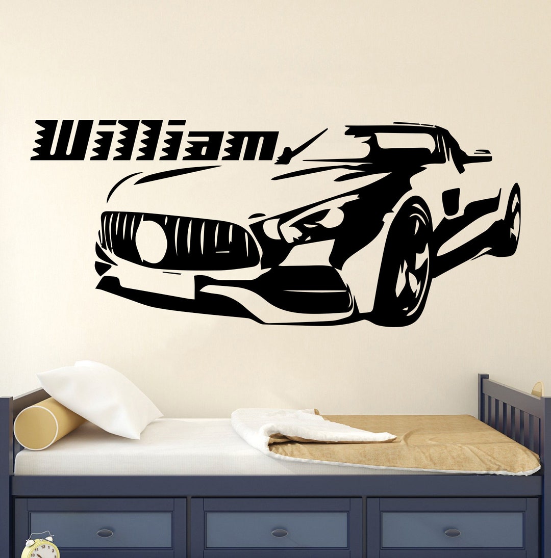 Car Wall Decal Boys Wall Art Car Wall Decals Monogram Vinyl Wall Decals ...