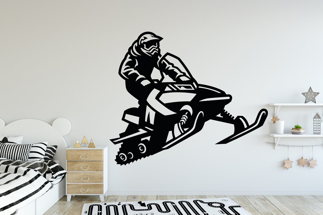 Snowmobile Wall Decal Sow Skiing Wall Sticker Smowmobile Wall Art Snow ...