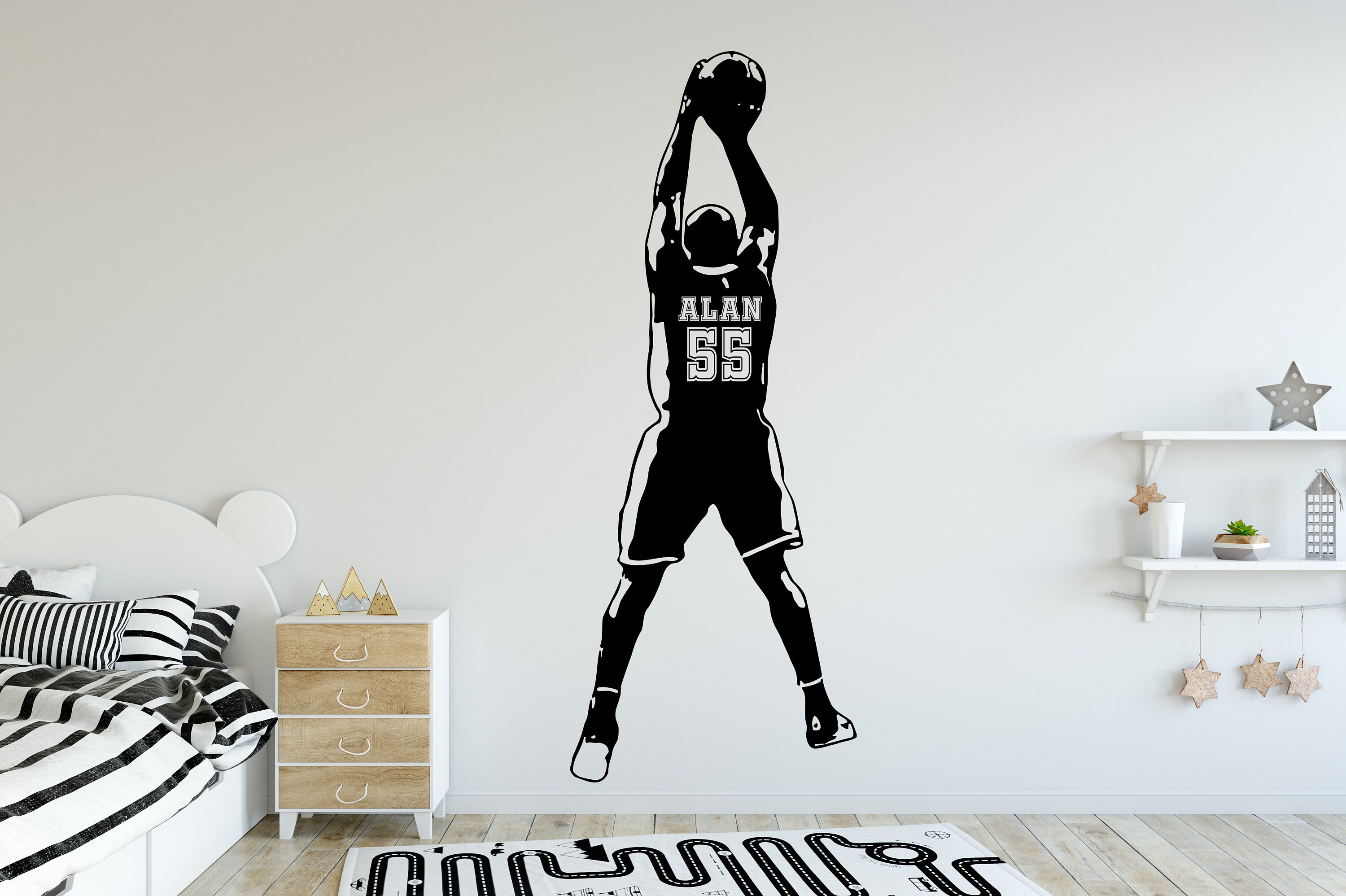 Personalized Basketball Wall Decal Basketball Sticker Basket Wall Art ...