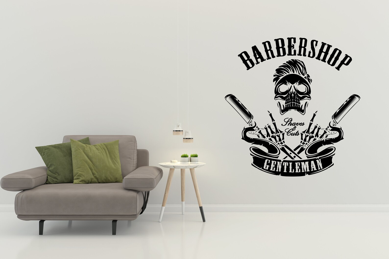 Barbershop Wall Decal Shop Design Barber Decal Scissors Decal - Etsy