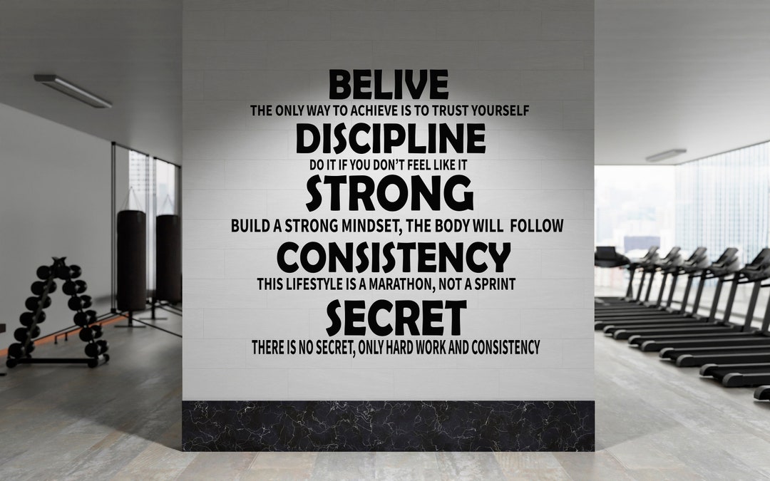 Believe Discipline Strong Consistency Secret Wall Decal Gym Rules Wall ...