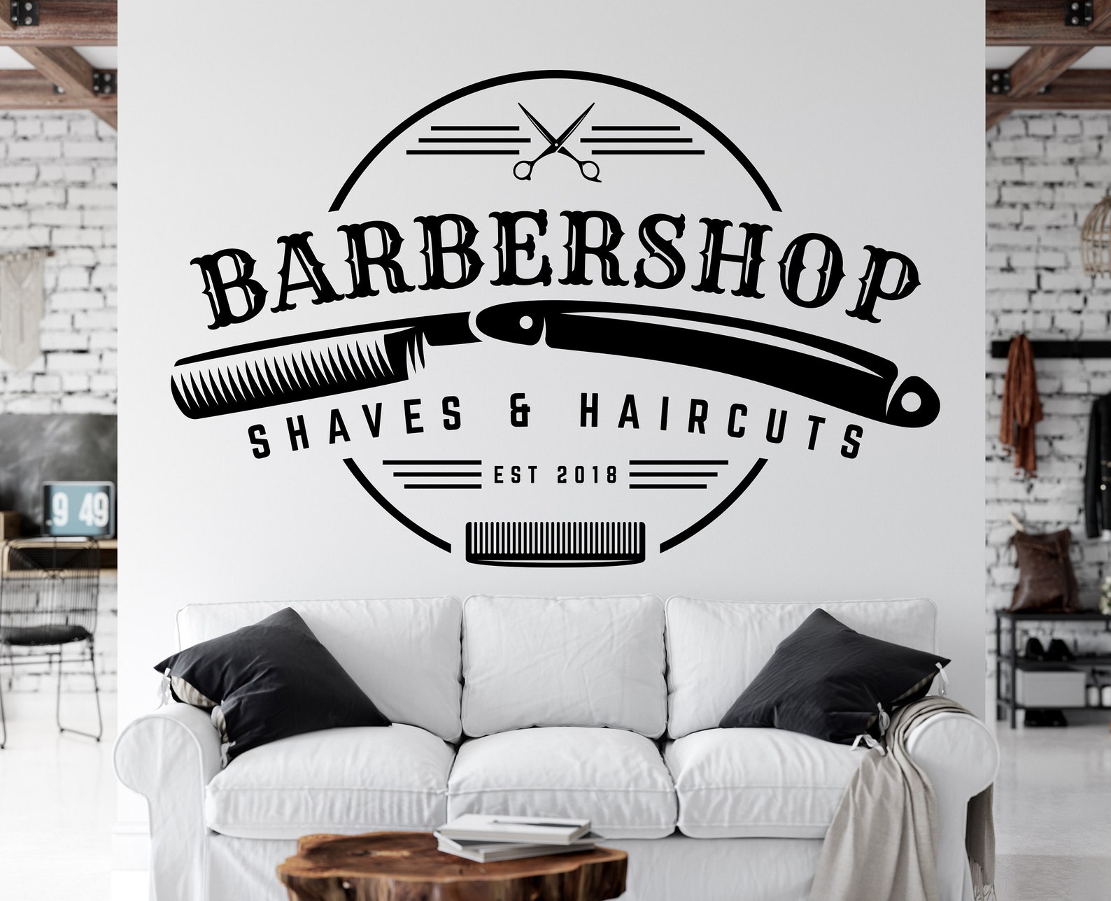 Barbershop Wall Decal Shop Design Barber Decal Shave Decal - Etsy
