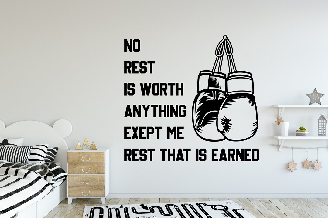 Boxing Quotes Wall Decal Boys Wall Sticker Boxing Wall Art MMA Wall ...