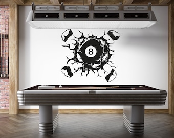 Billiards Wall Decal Pool Table Vinyl Sticker Decoration - Etsy