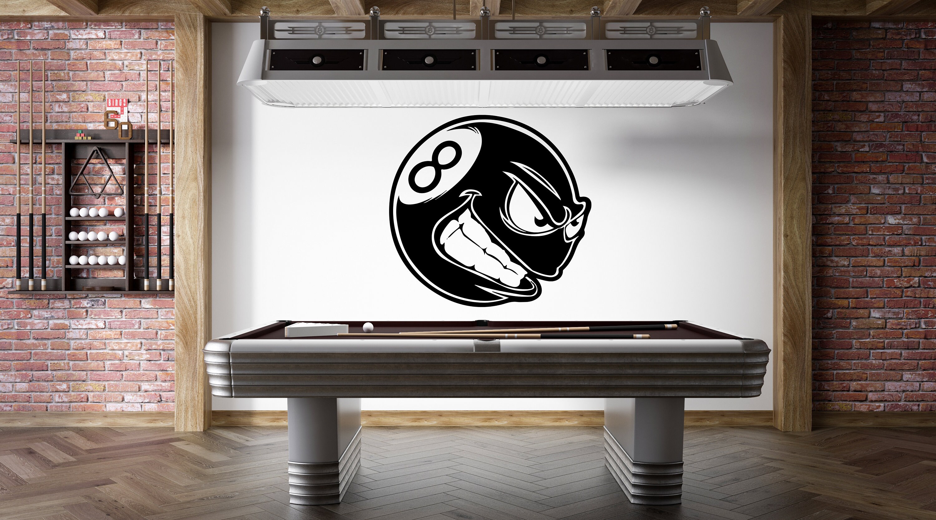 Billiard Table With Unique Wall Design