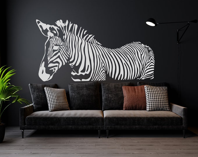 Zebra Wall Decal Animal Wall Sticker Wild Animal Decal Zebra Wall ...