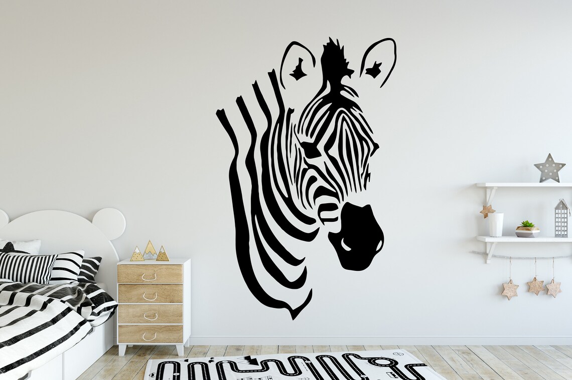 Zebra Wall Decal Animal Wall Sticker Wild Animal Decal Zebra - Etsy