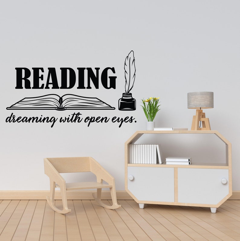 Book Wall Decal Book Wall Sticker Reading Book Decal Book Wall Sticker ...
