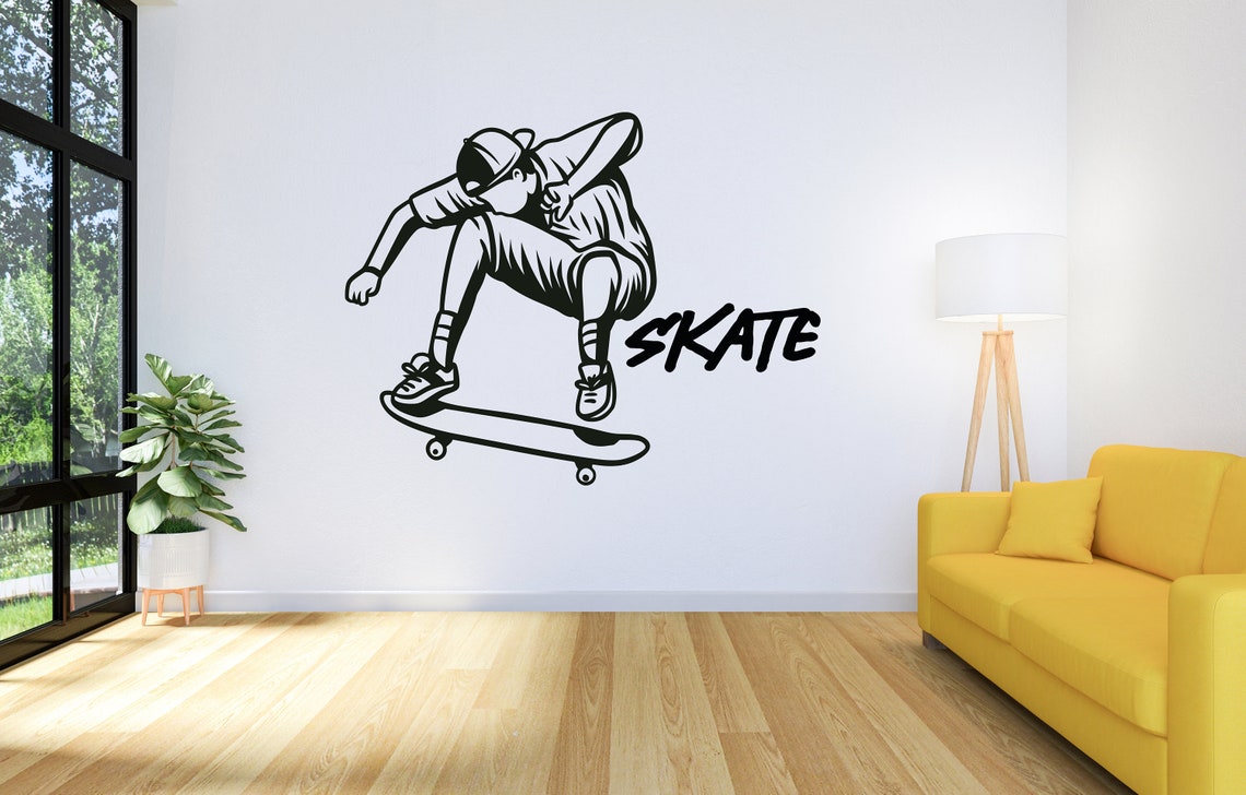 Skateboard Wall Decal Skate Decal Sport Decal Skateboard Wall Art Skate ...