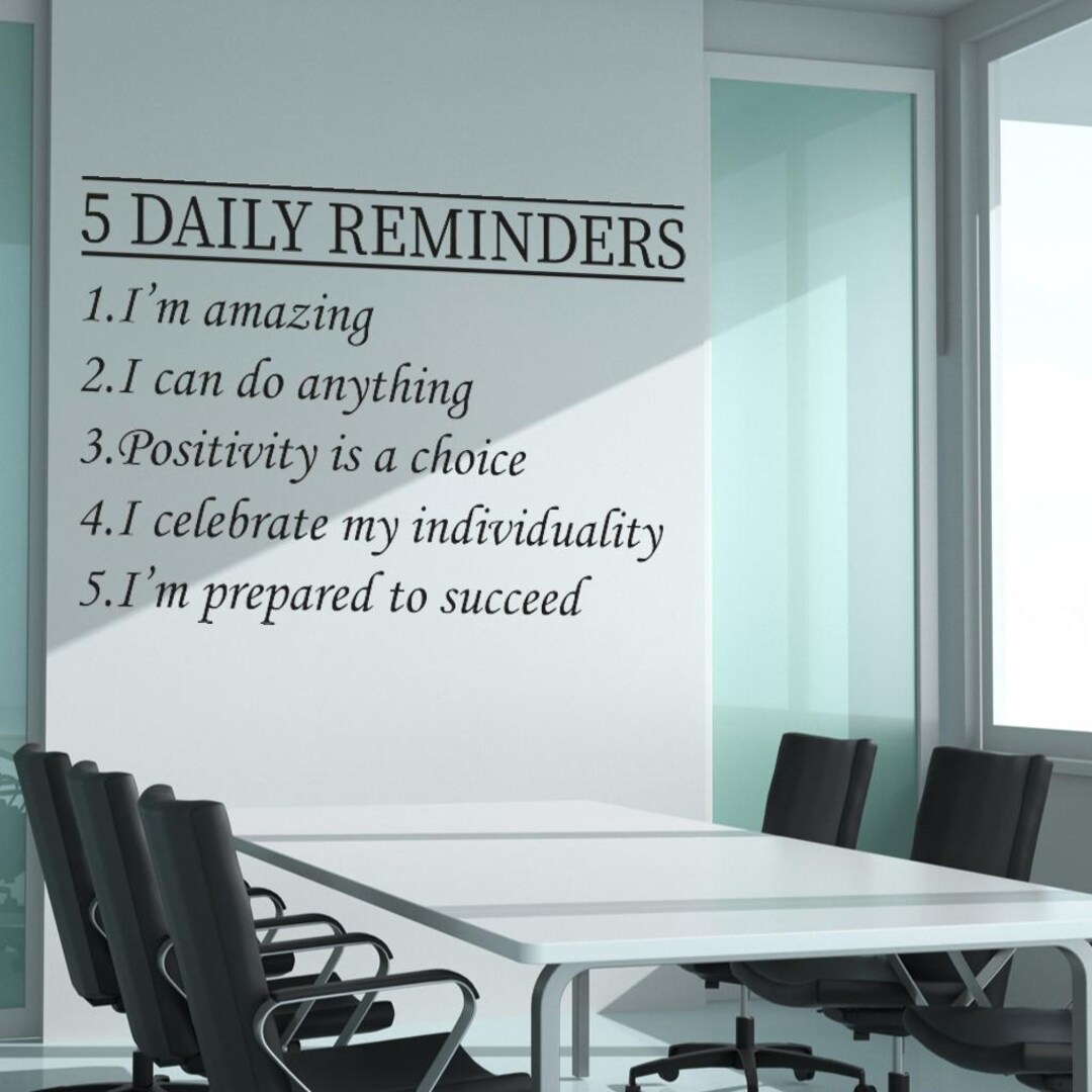 5 Daily Reminders, Office Decal, Office Wall Art,office Wall Decor ...