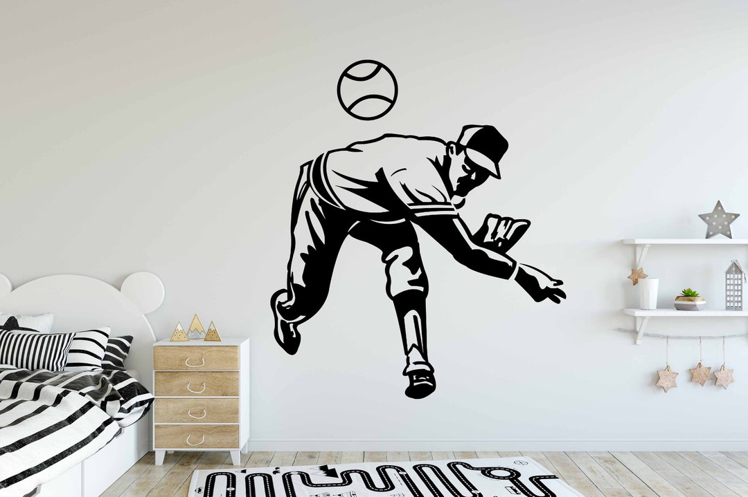 Baseball Player Wall Decal,baseball Lover Wall Sticker,baseball Wall ...