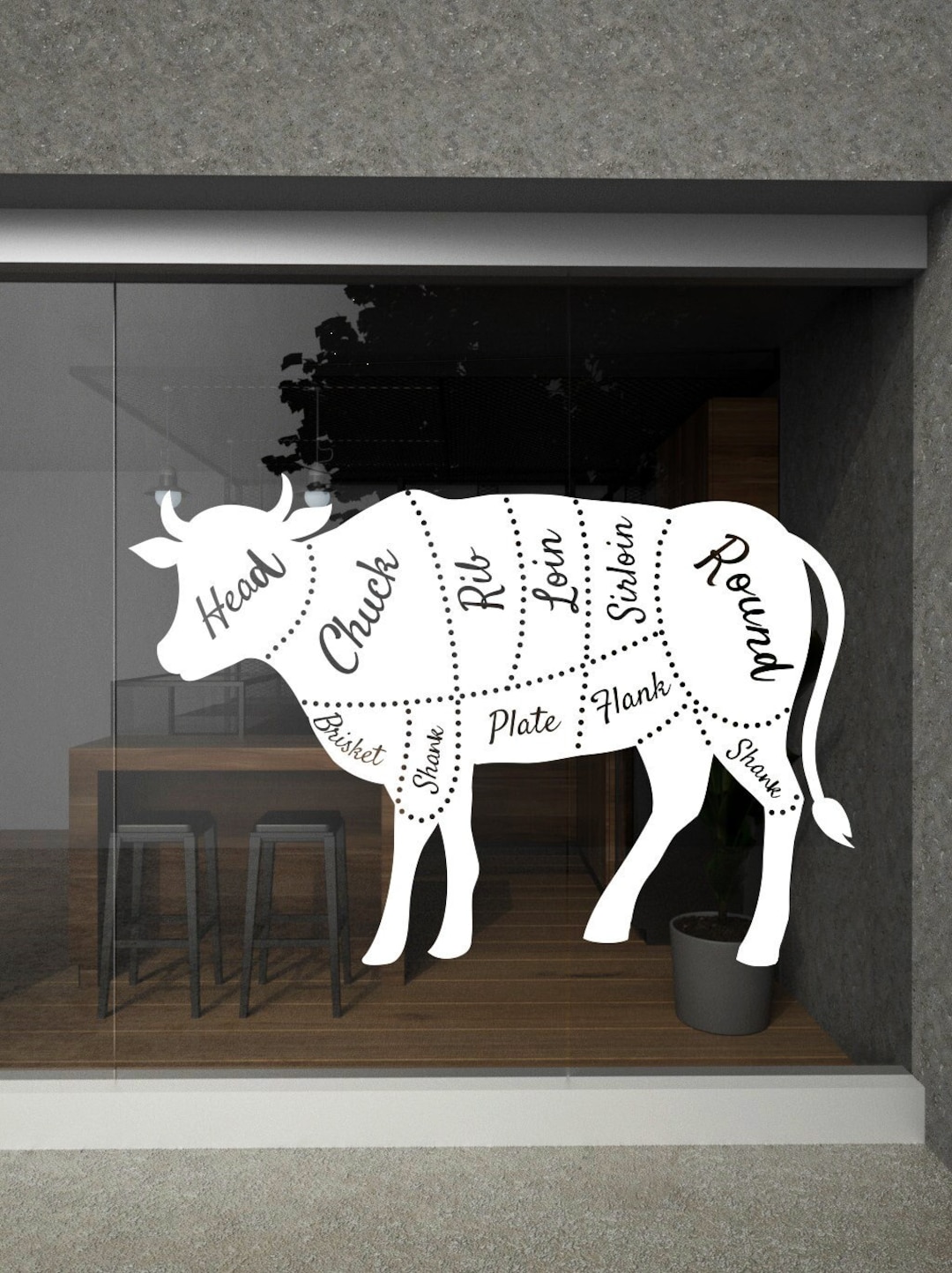 Butchery Wall Decal Meat Wall Decal Fresh Meat Sticker Butchery Wall ...