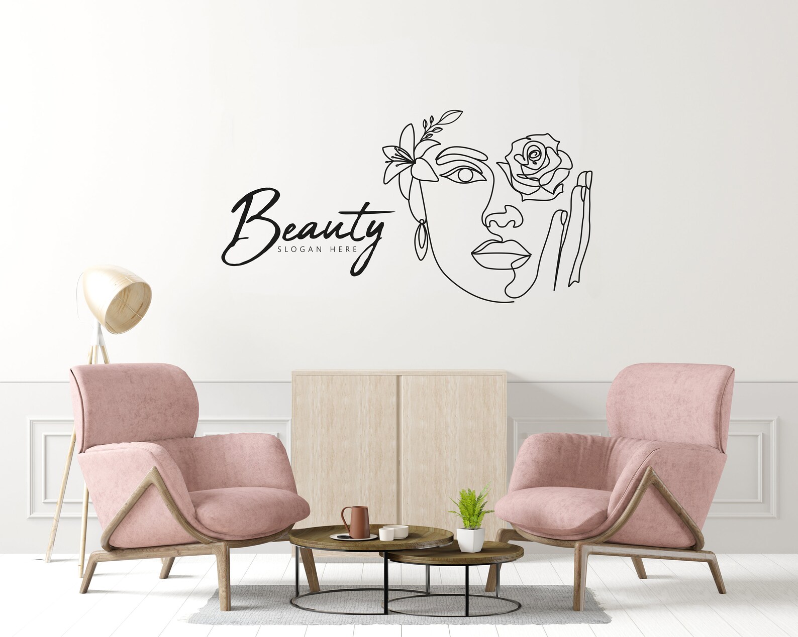 One Line Wall Decals Beauty Wall Decal Vinyl Sticker SPA Beauty Salon ...