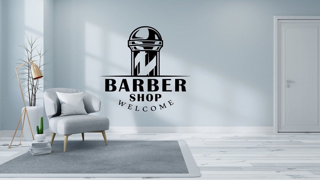 Barbershop Wall Decal Shop Design Barber Decal Scissors Decal Shave ...
