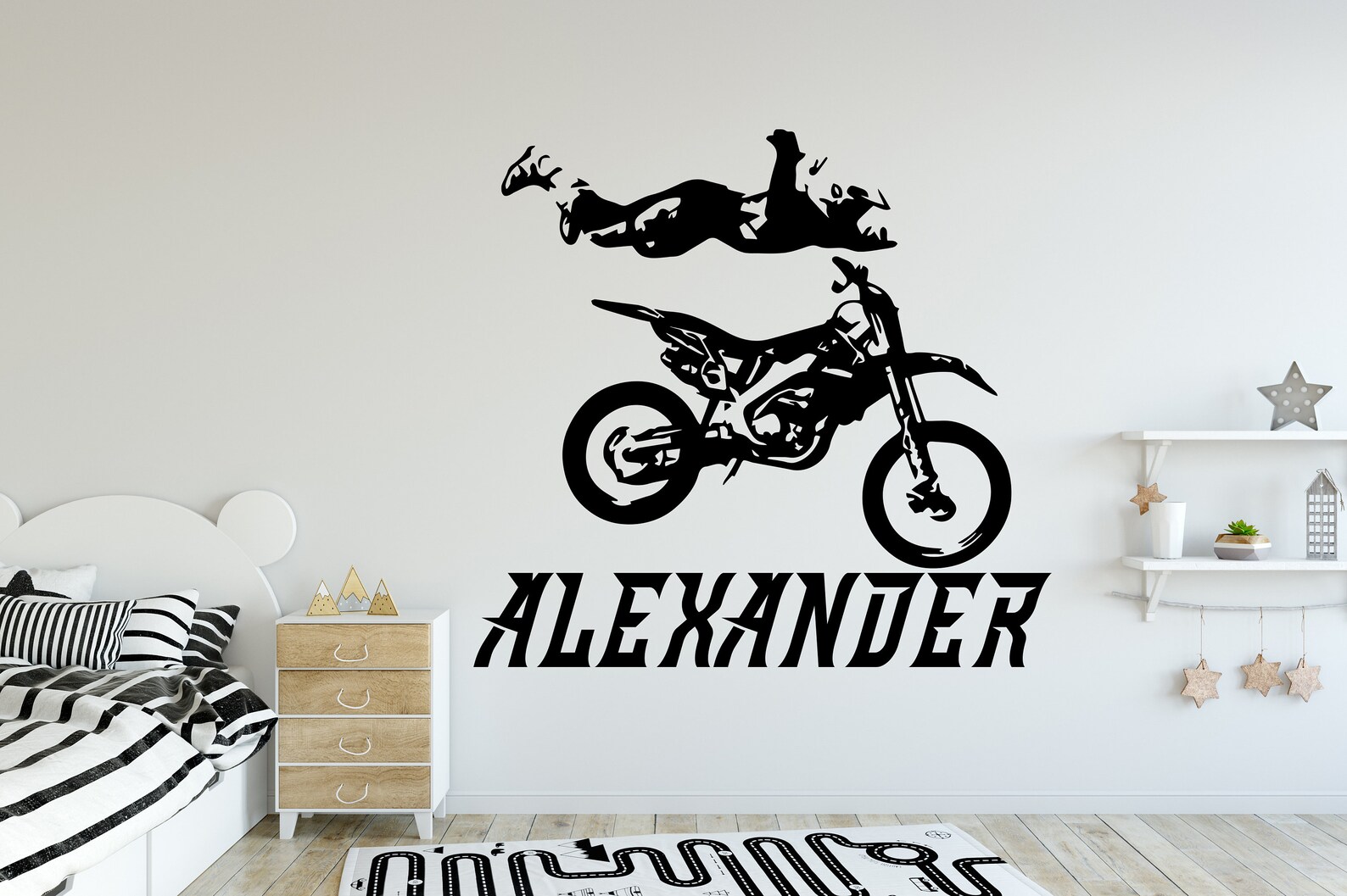 Motorcycle Wall Decal Personalized Name Wall Decal Motocross | Etsy
