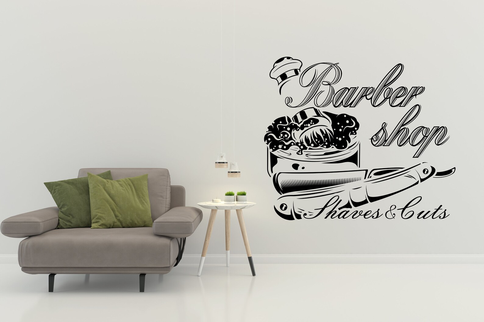 Barbershop Wall Decal Shop Design Barber Decal Scissors Decal | Etsy