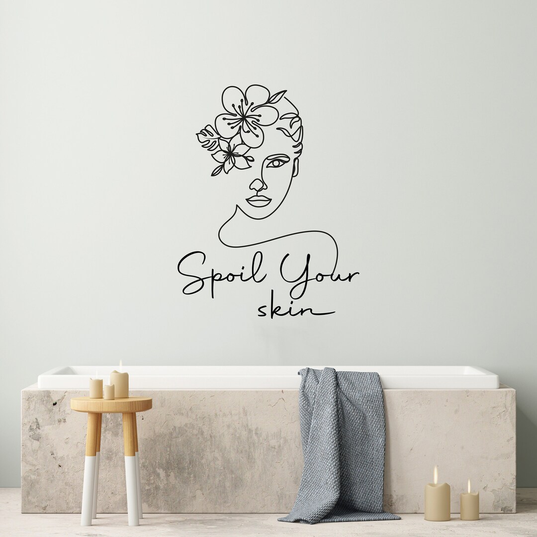 One Line Wall Decals Beauty Wall Decal Vinyl Sticker SPA Beauty Salon ...