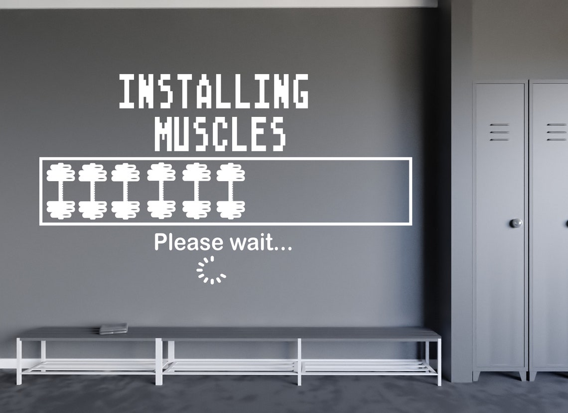 Installing Muscles Wall Decal Gym Wall Decor Sport Motivation Workout ...