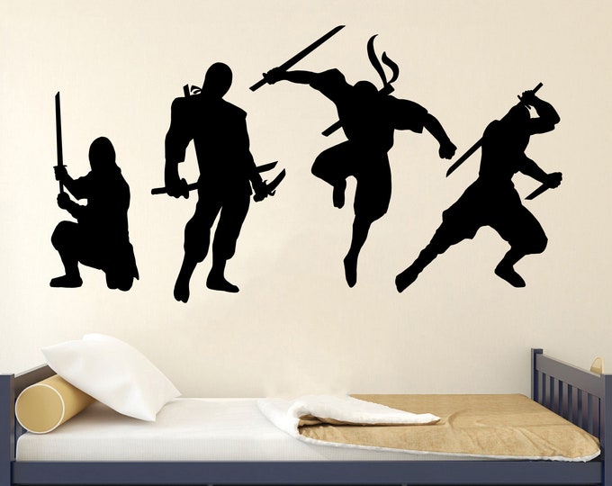Ninja Wall Decal Ninja Wall Sticker Ninja Wall Art Boys Wall Decal ...