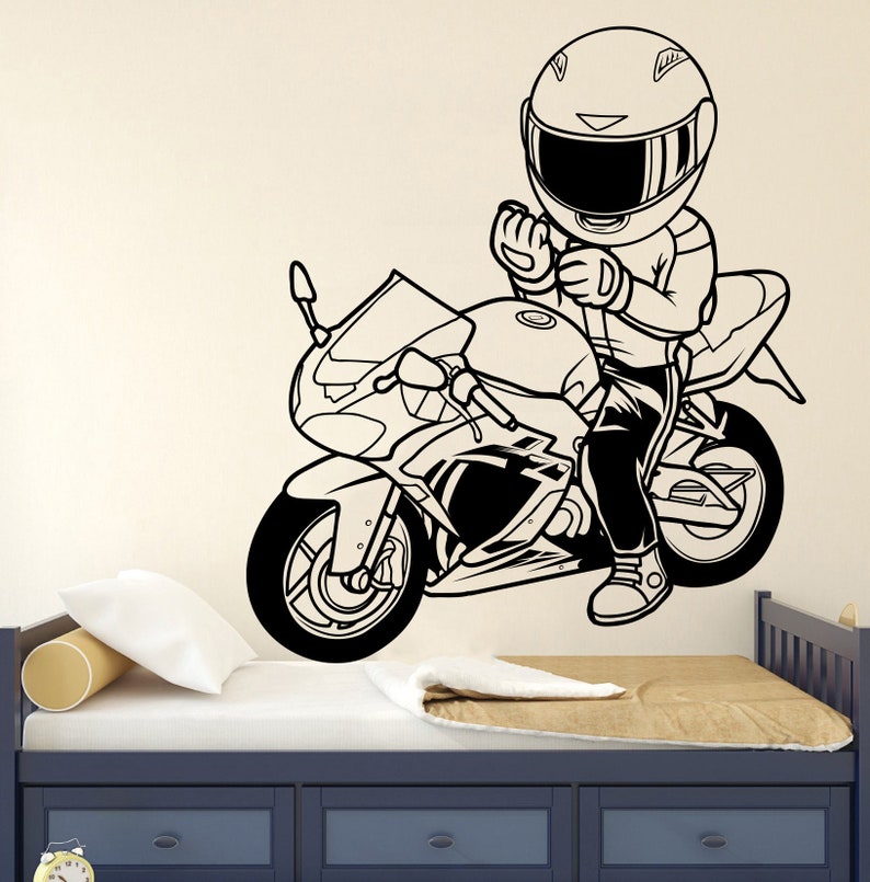 Motorcycle Wall Decal Racing Bike Wall Art Wall Decal - Etsy