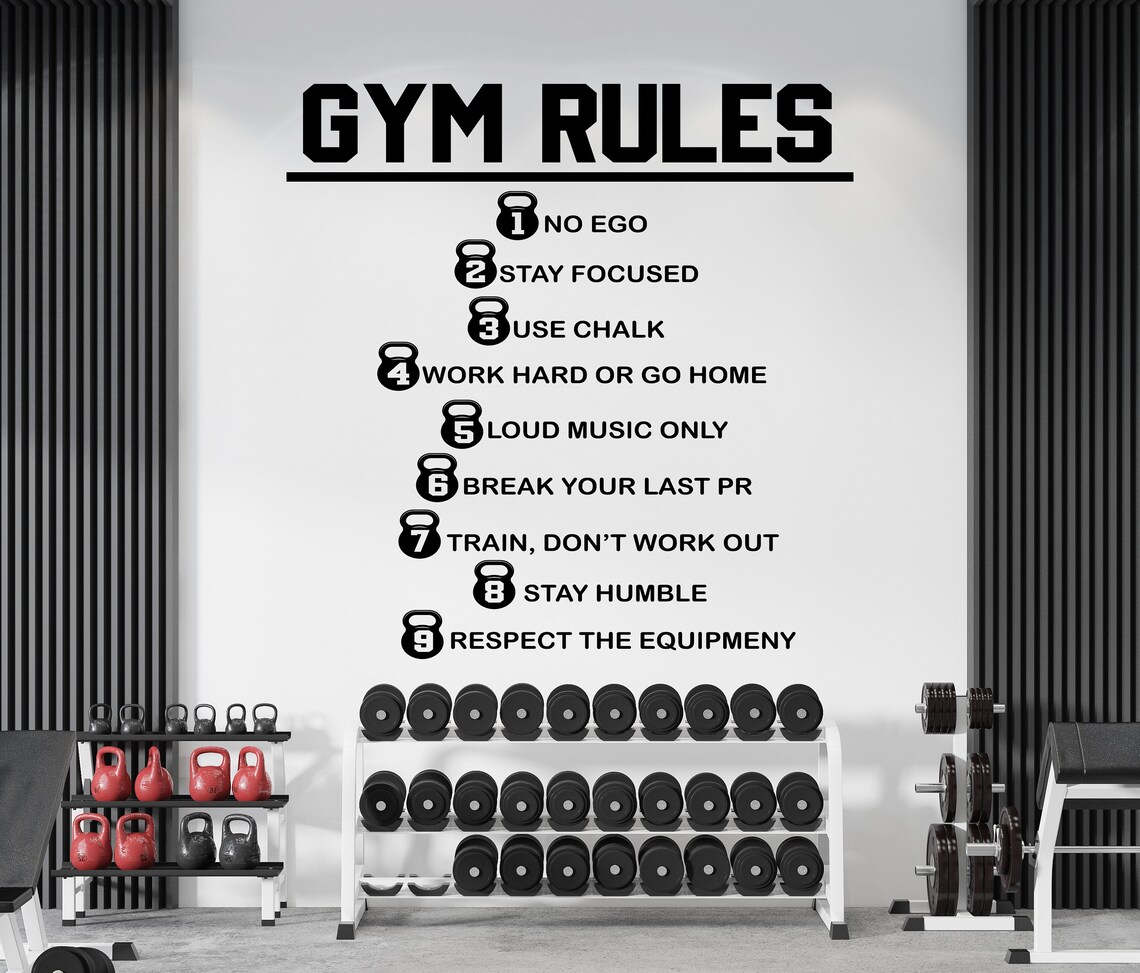 Gym Rules Wall Decal Gym Wall Decor Sport Motivation Workout | Etsy