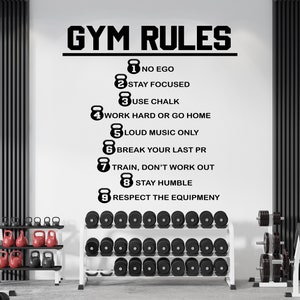 Gym Rules Wall Decal Gym Wall Decor Sport Motivation Workout Wall Art ...