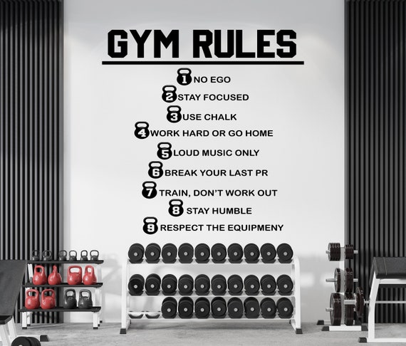 Gym Rules Wall Decal Gym Wall Decor Sport Motivation Workout | Etsy