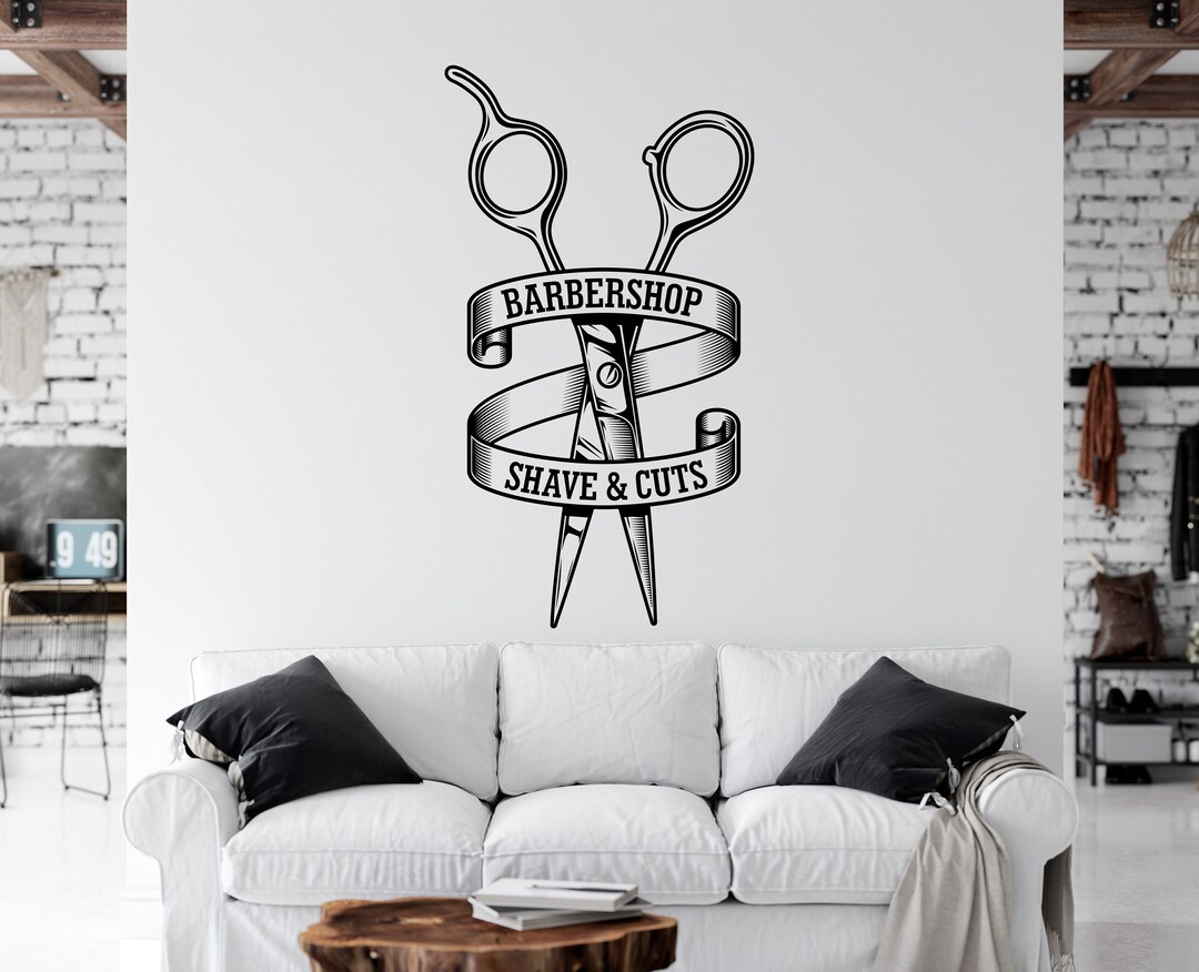 Calcomanía de pared barbershop, calcomanías de barbería, calcomanía de ...