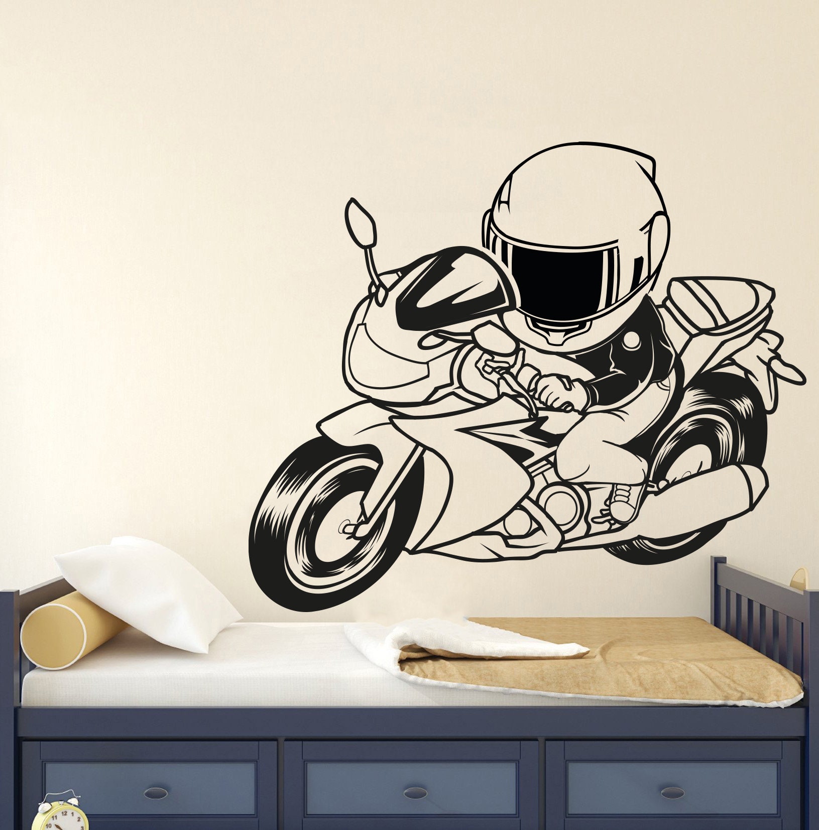 Motorcycle Wall Decal Racing Bike Wall Art Wall Decal | Etsy