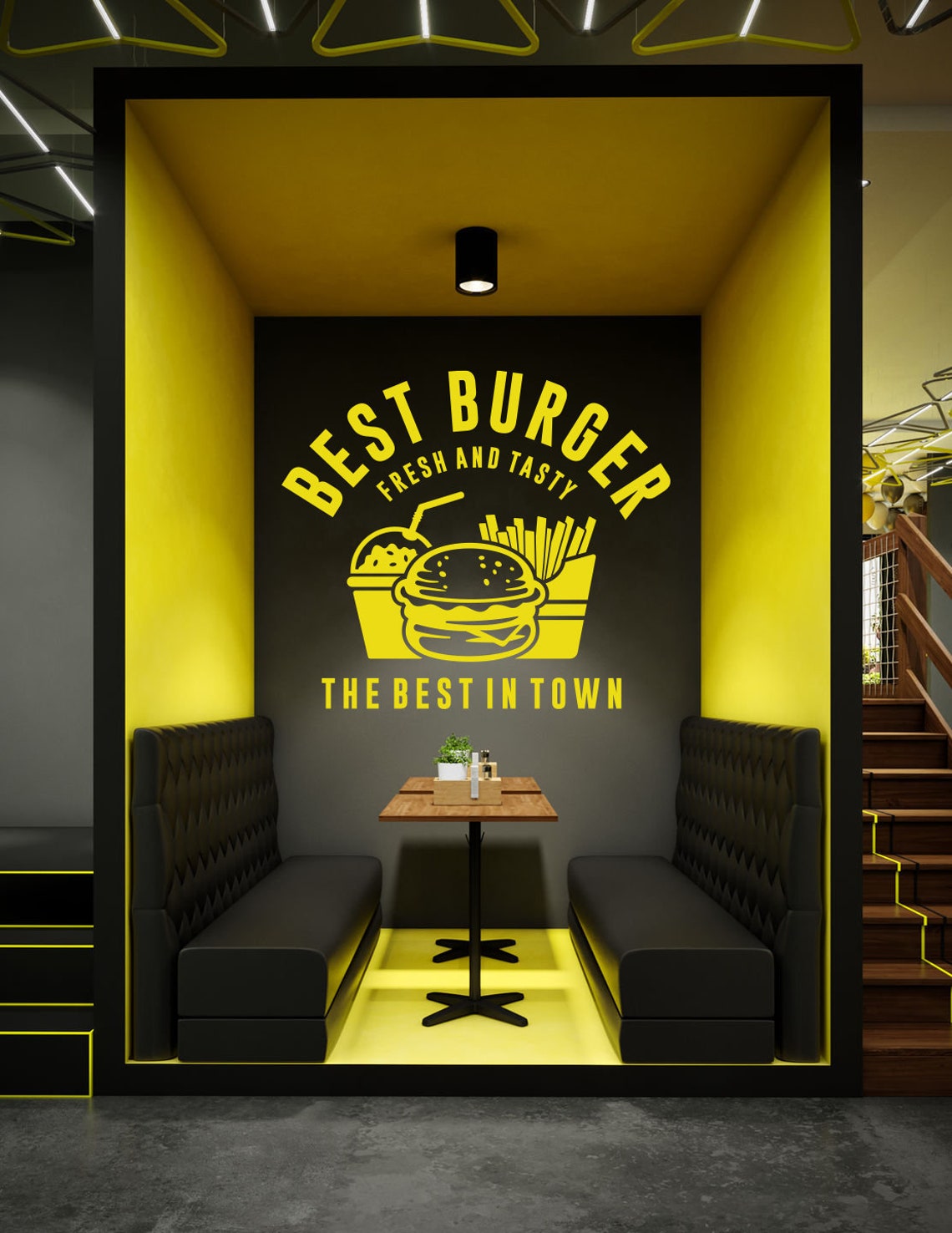 Burger Wall Decal Fast Food Wall Sticker Burger Wall Sticker - Etsy