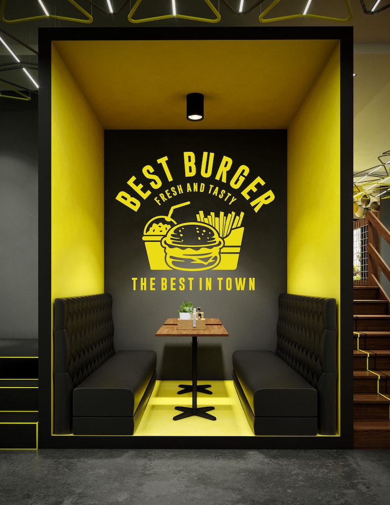 Burger Wall Decal Fast Food Wall Sticker Burger Wall Sticker - Etsy