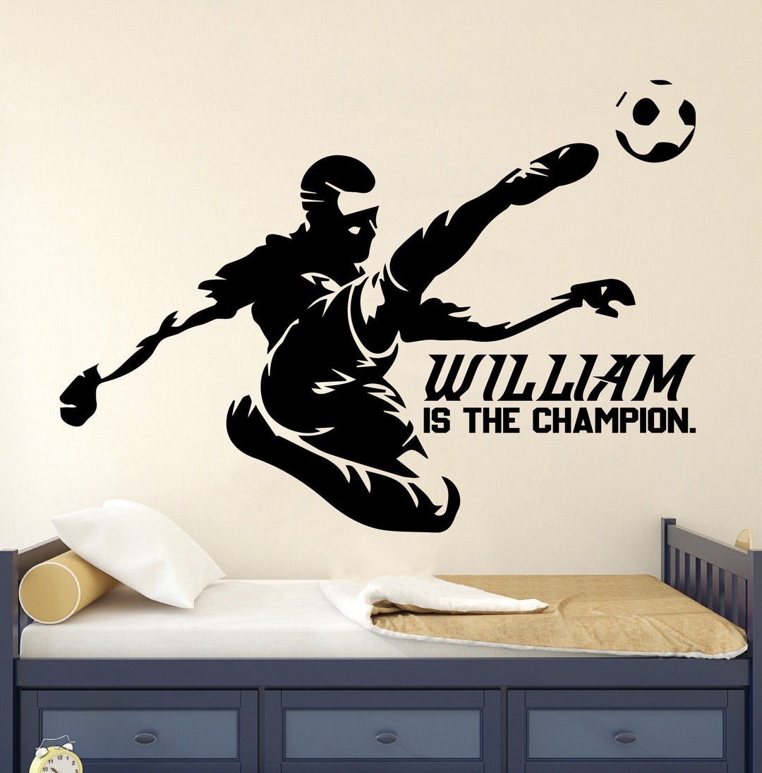 Personalized Soccer Wall Decal Football Wall Art Soccer Wall Sticker ...