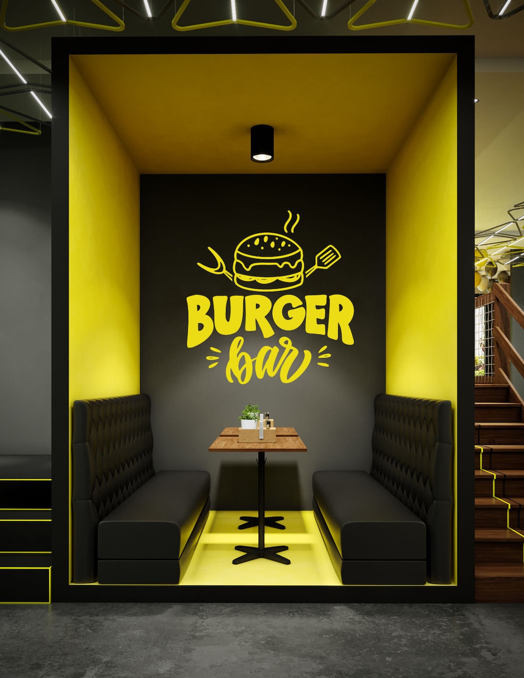 Burger Wall Decal Fast Food Wall Sticker Burger Wall Sticker Food Lover ...