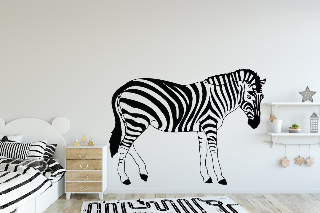 Zebra Wall Decal Animal Wall Sticker Wild Animal Decal Zebra Wall ...