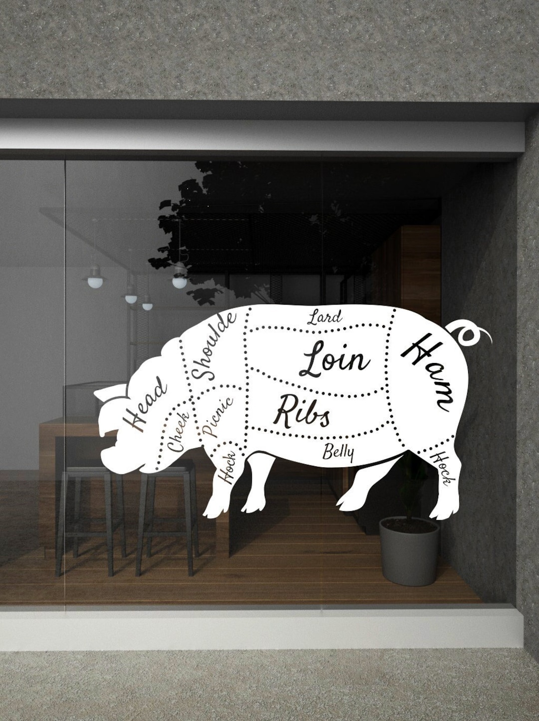 Butchery Wall Decal Meat Wall Decal Fresh Meat Sticker Butchery Wall ...