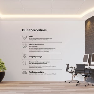 Our Core Values Decal,office Wall Decal,teamwork Decal, Office Wall Art ...