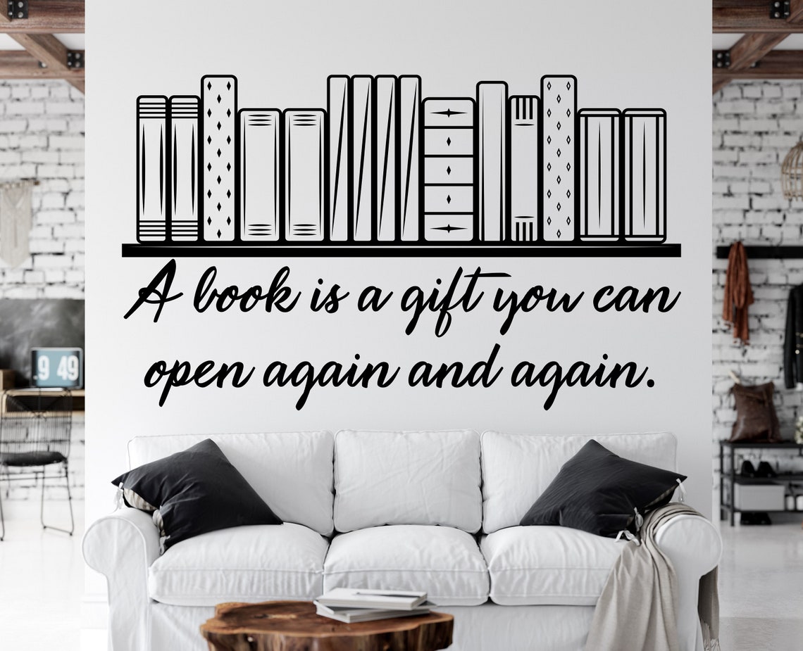 Book Wall Decal Book Wall Sticker Reading Book Decal Book Wall - Etsy