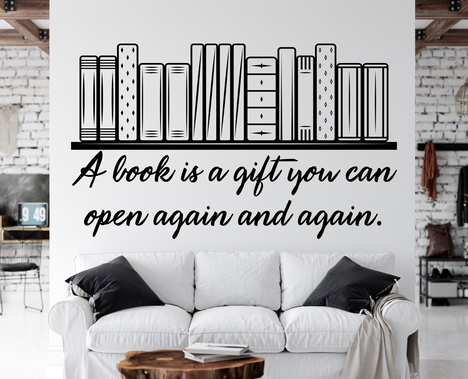 Book Wall Decal Book Wall Sticker Reading Book Decal Book Wall - Etsy