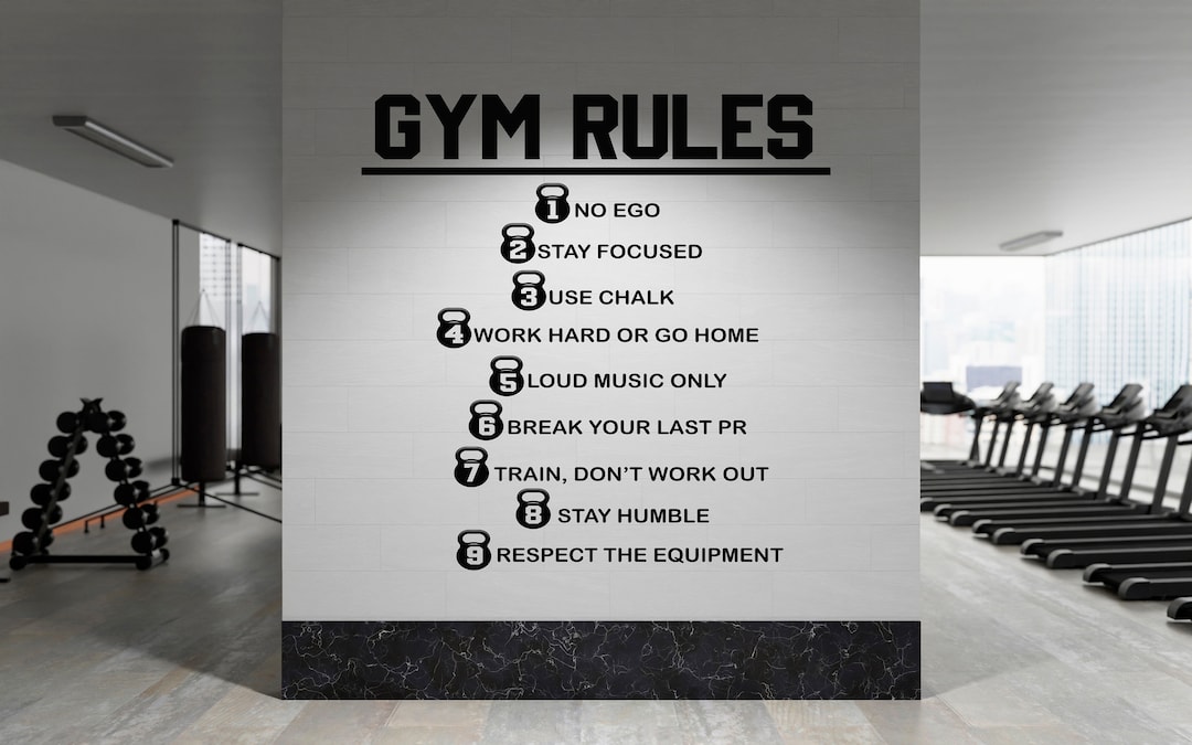 Gym Rules Wall Decal Gym Wall Decor Sport Motivation Workout Wall Art ...