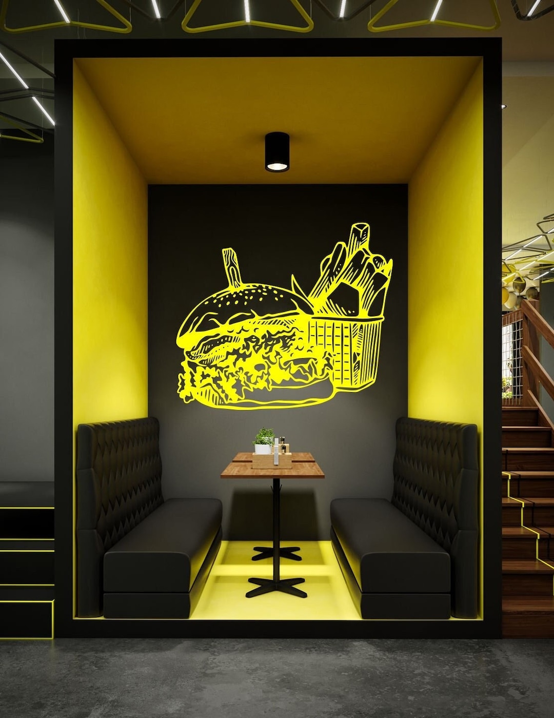 Burger Wall Decal Fast Food Wall Sticker Burger Wall Sticker Food Lover ...