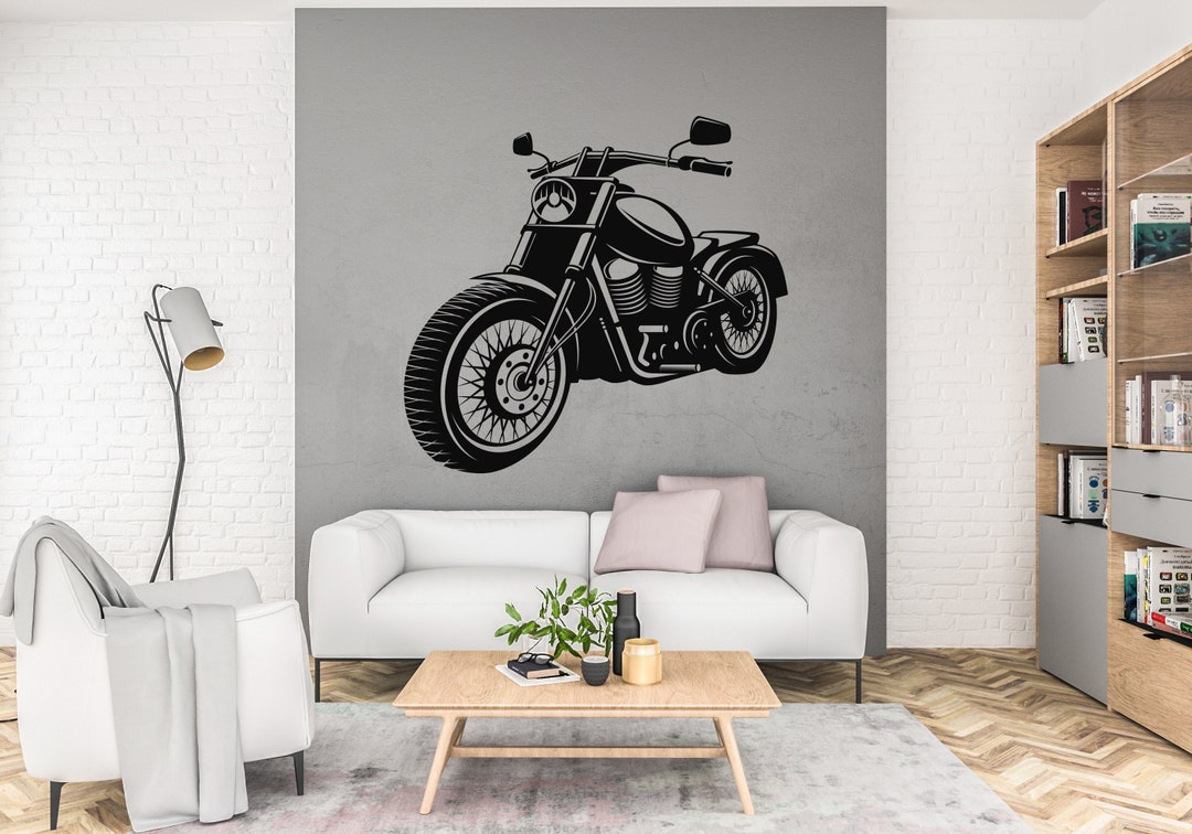 Motorcycle Decal Biker Sticker Motorcross Decor Old School Bike Decal ...