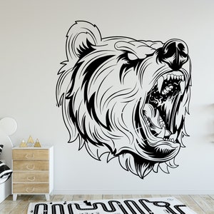 Bear Wall Decal Bear Wall Sticker Angry Bear Wall Decor Vinyl - Etsy