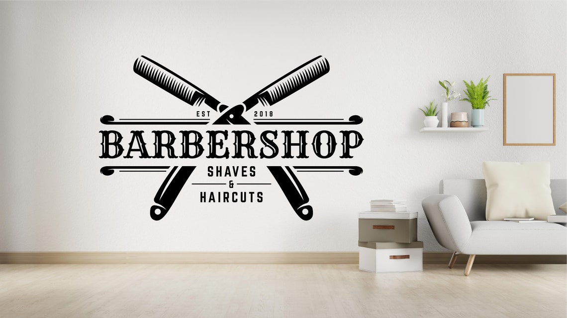 Barbershop Wall Decal Shop Design Barber Decal Shave Decal - Etsy