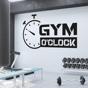 Gym O'clock Wall Decal Gym Wall Decor Sport Motivation Workout Wall Art ...