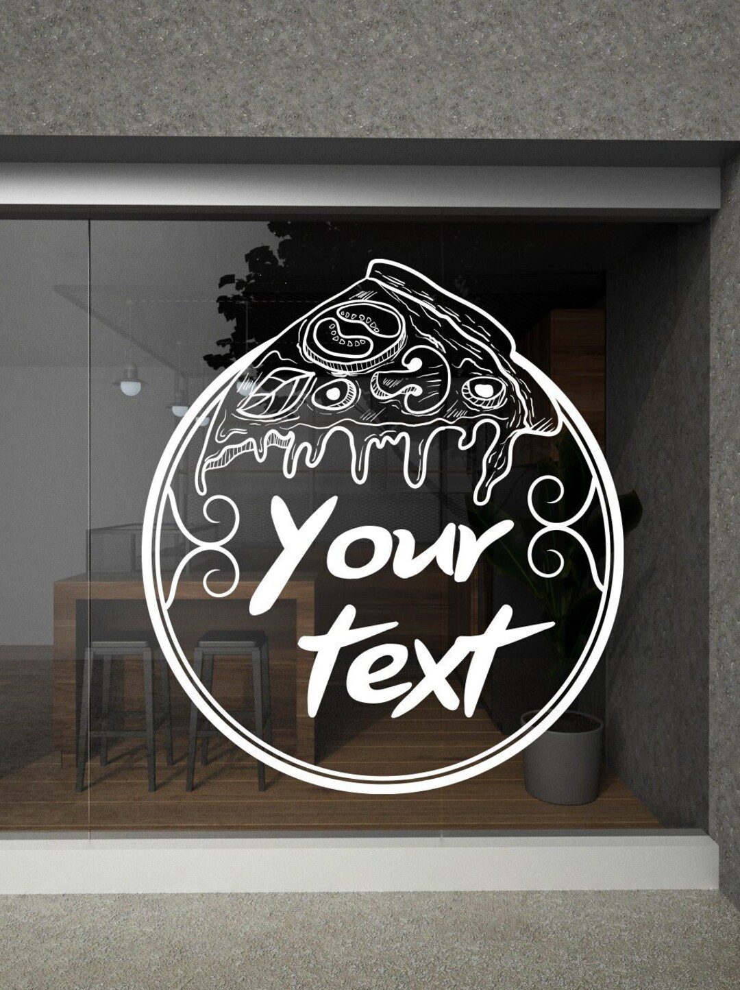 Pizza Personalized Wall Decal Pizzeria Wall Sticker Pizza Wall Sticker ...