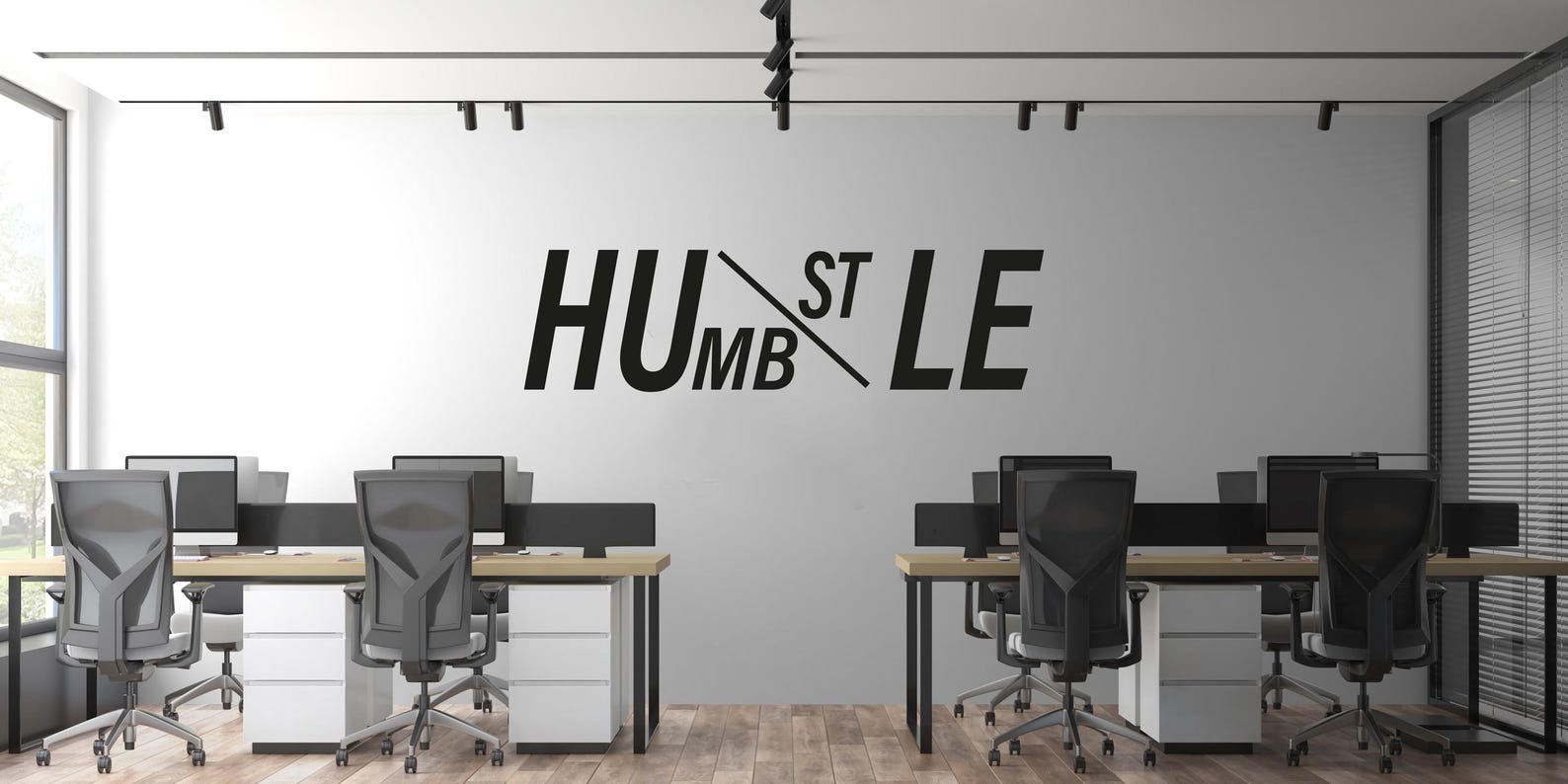 Humble Hustle Office Wall Decal,office Decal, Office Wall Art,office ...