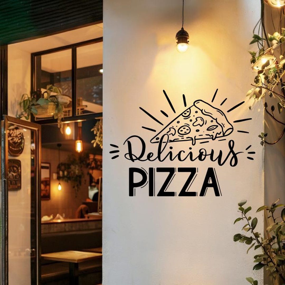 Pizza Wall Decal — Bold Kitchen Wall Sticker — Modern Pizza Shop Decor ...