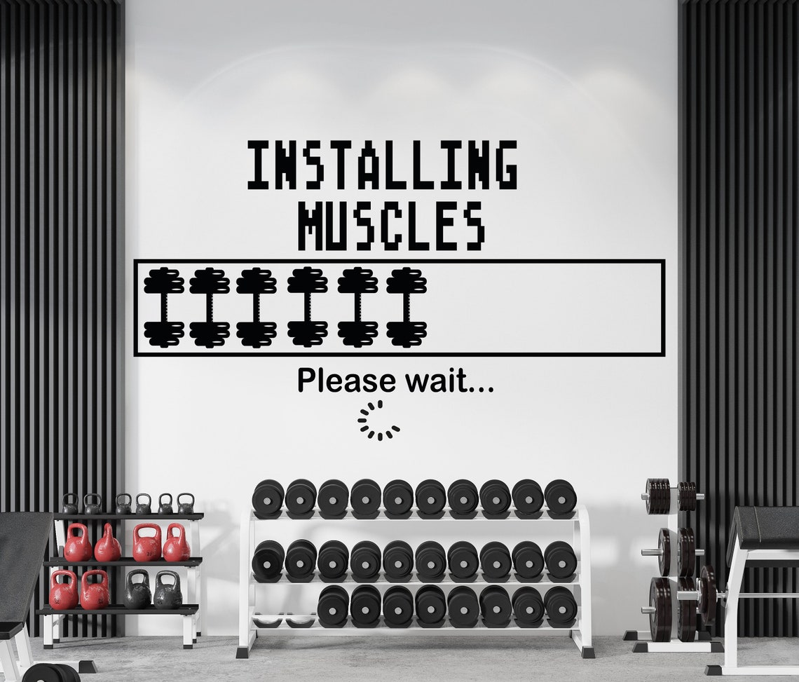 Installing Muscles Wall Decal Gym Wall Decor Sport Motivation Workout ...