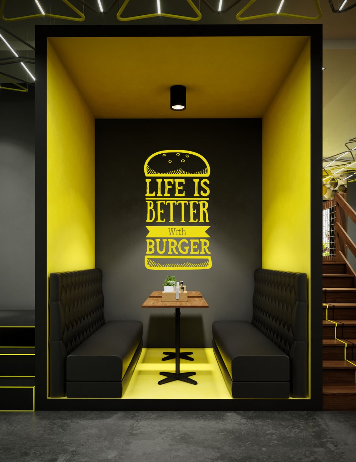 Burger Wall Decal Fast Food Wall Sticker Burger Wall Sticker Food Lover ...